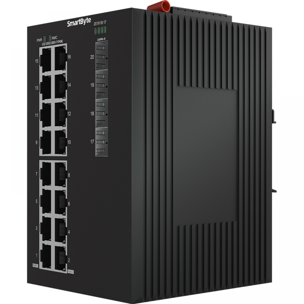 SmartByte 20 ports managed 802.3bt standard industrial PoE switch